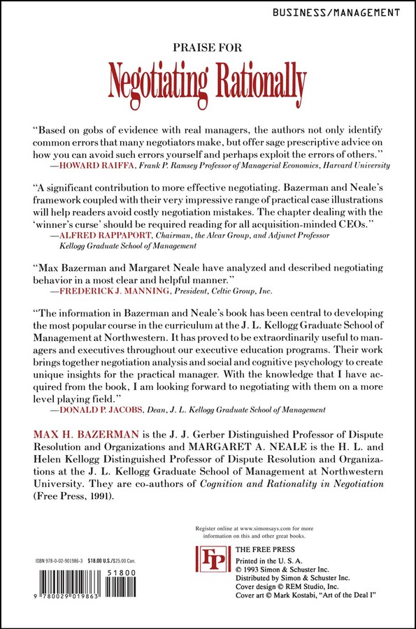 Negotiating Rationally | Book by Max H. Bazerman | Official Publisher ...