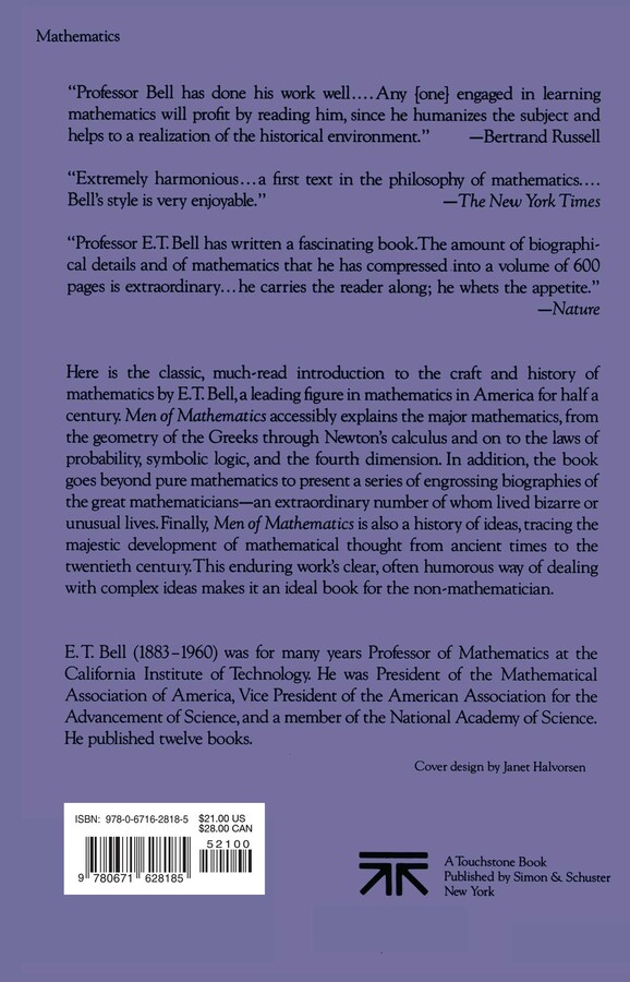 Men of Mathematics | Book by E.T. Bell | Official Publisher Page ...