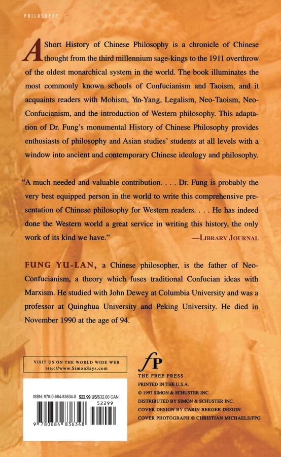 A Short History of Chinese Philosophy | Book by Yu-lan Fung, Derk Bodde ...
