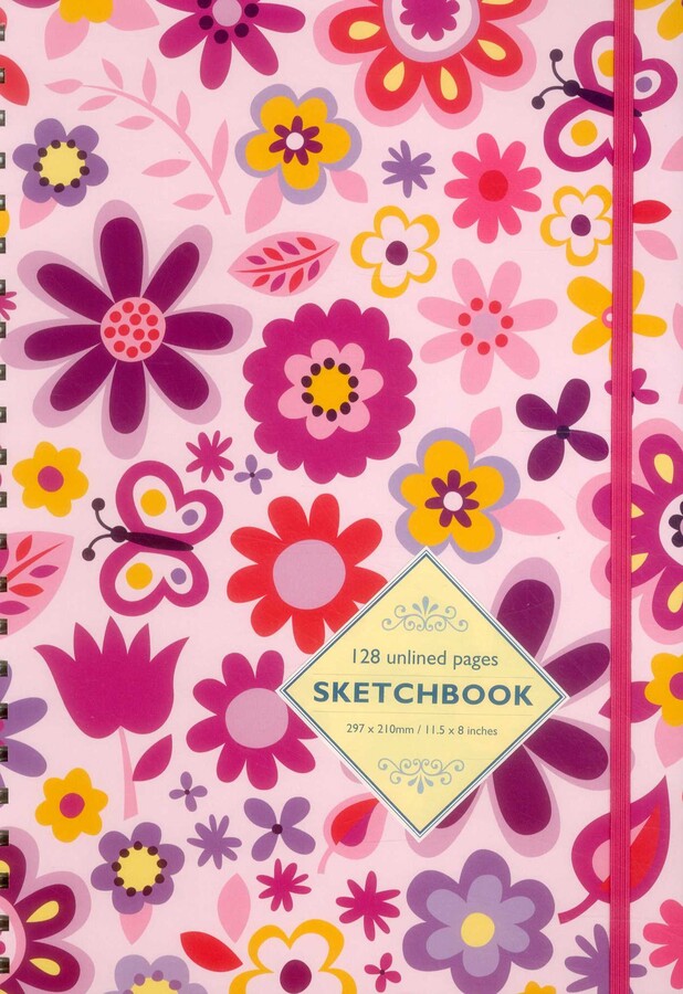 Sketchbook: Pink Flowers: 128-Page Unlined Pages | Book by Peony Press ...