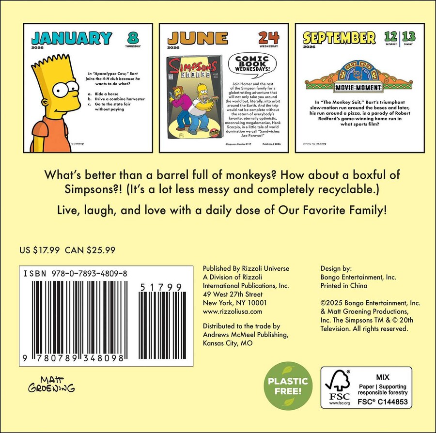 The Simpsons 2026 Day-to-Day Calendar - Book Summary & Video | Official ...