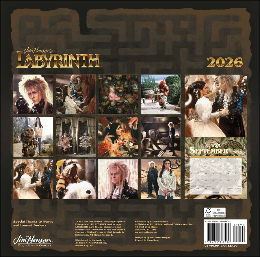 Jim Henson's Labyrinth 2026 Wall Calendar (Includes Full-Color Poster ...