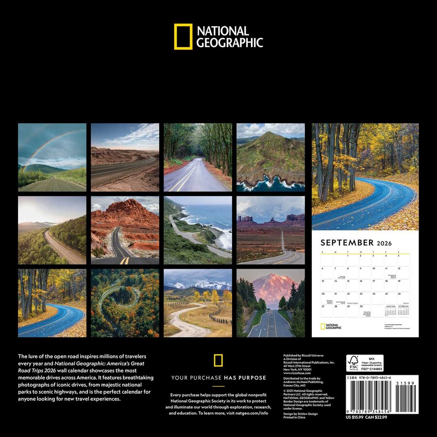 National Geographic: America's Great Road Trips 2026 Wall Calendar ...