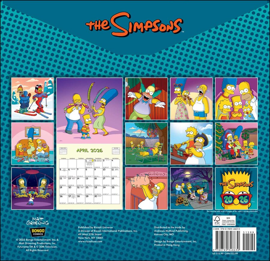 The Simpsons 2026 Wall Calendar - Book Summary & Video | Official ...