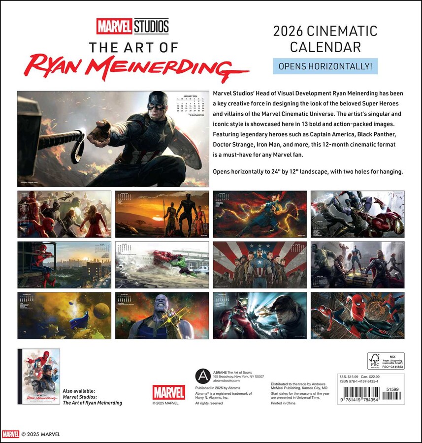 Marvel Studios: The Art of Ryan Meinerding 2026 Cinematic Wall Calendar ...