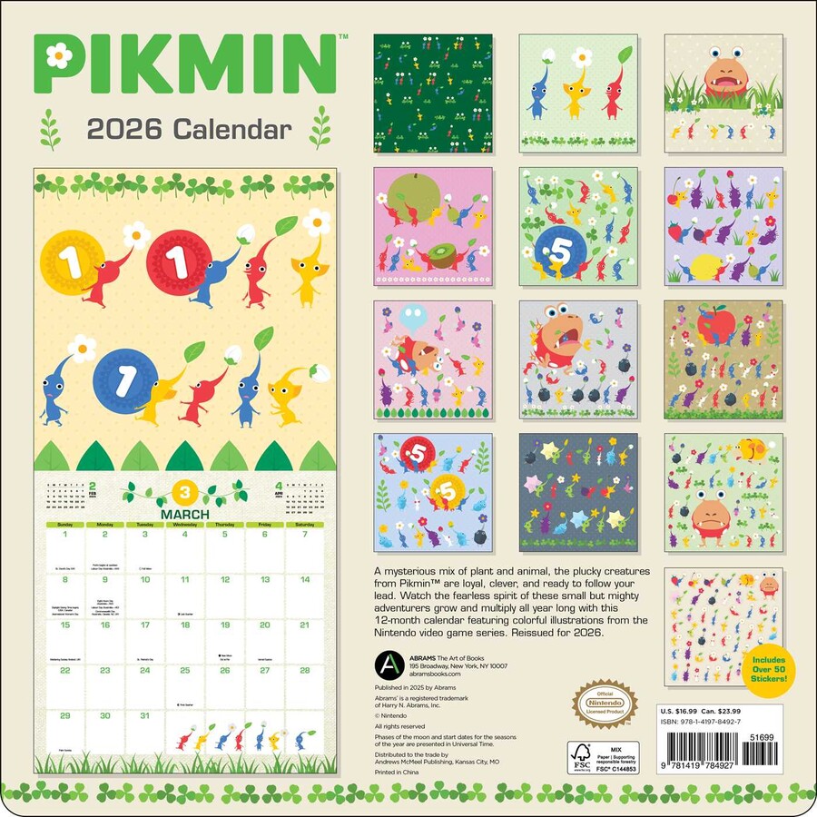 Pikmin 2026 Wall Calendar with Over 50 Bonus Stickers - Book Summary ...