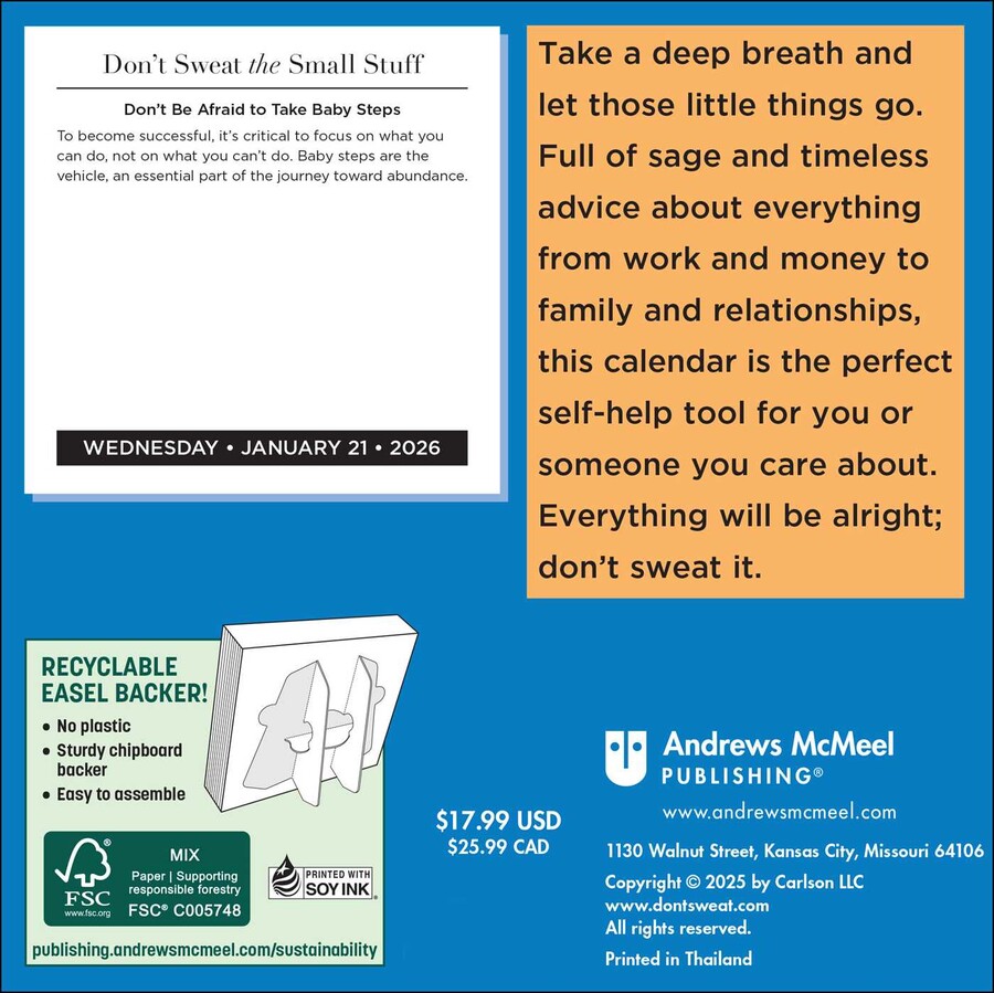 Don't Sweat the Small Stuff 2026 Day-to-Day Calendar - Book Summary ...