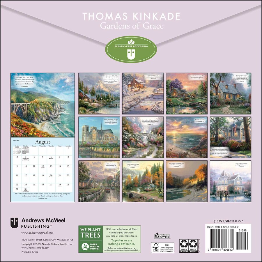 Thomas Kinkade Gardens of Grace 2026 Wall Calendar with Scripture ...