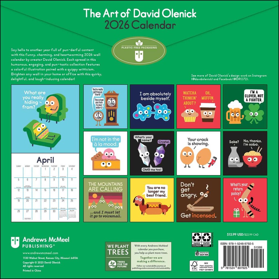 The Art of David Olenick 2026 Wall Calendar - Book Summary & Video ...