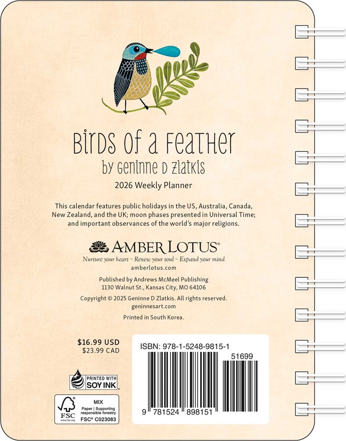 Birds of a Feather 2026 Weekly Planner Calendar - Book Summary & Video ...