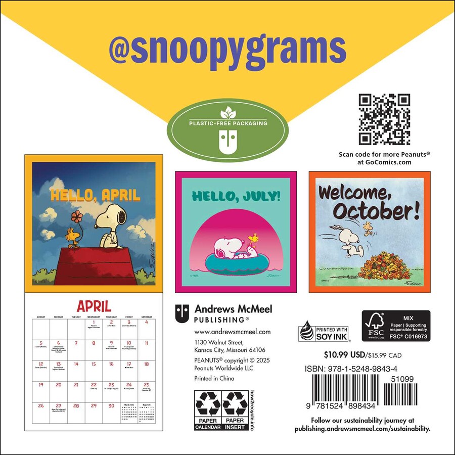 Peanuts®: @Snoopygrams 2026 Mini Wall Calendar - Book Summary & Video ...