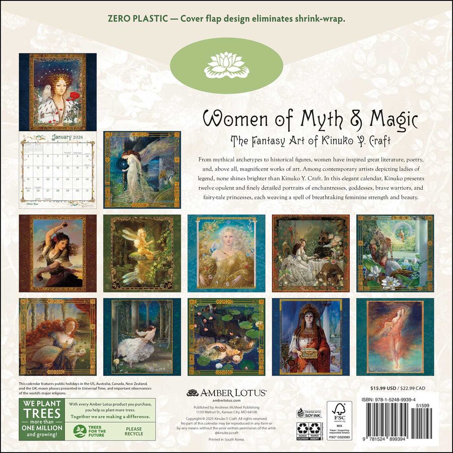 Women of Myth & Magic 2026 Fantasy Art Wall Calendar by Kinuko Craft - Book Summary & Video ...