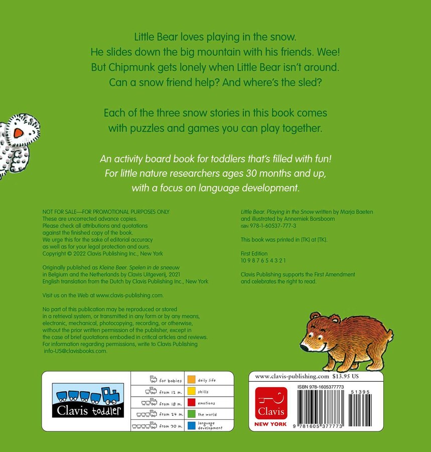 Little Bear. Playing in the Snow | Book by Marja Baeten, Annemiek ...