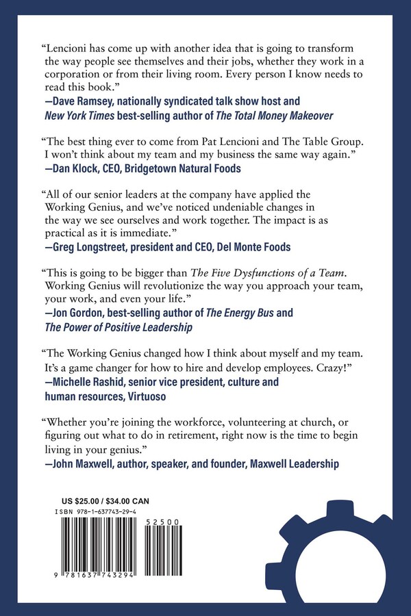 The 6 Types of Working Genius | Book by Patrick M. Lencioni | Official ...