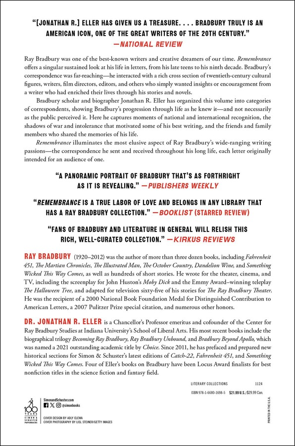 Remembrance | Book by Ray Bradbury, Jonathan R. Eller | Official ...