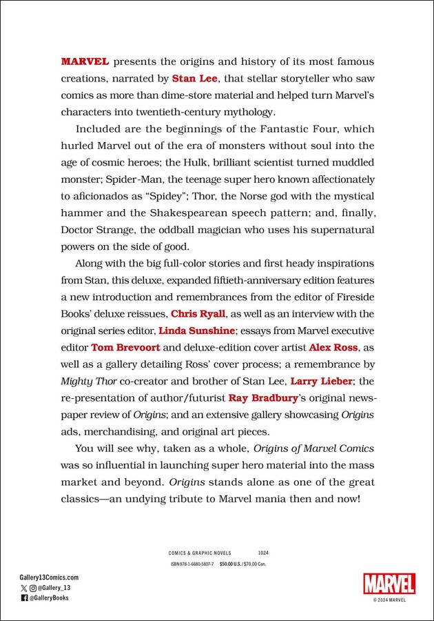 Origins of Marvel Comics (Deluxe Edition) | Book by Stan Lee, Chris ...