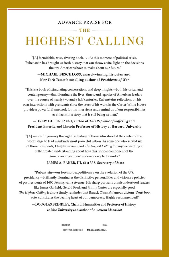 The Highest Calling | Book by David M. Rubenstein | Official Publisher ...