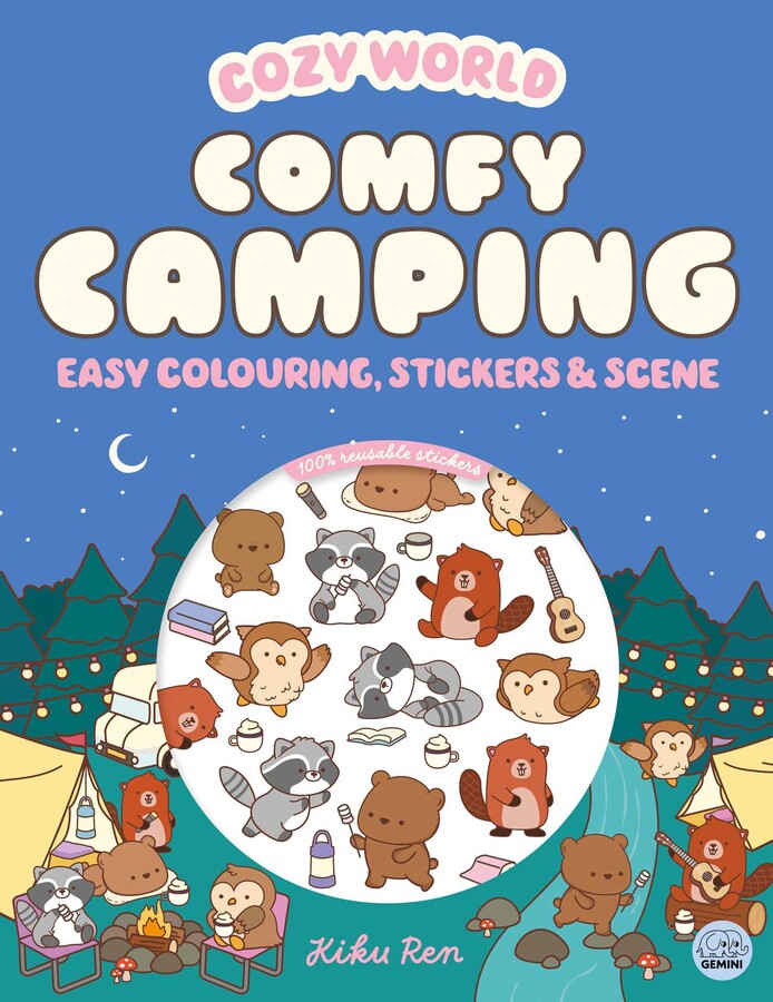 Cozy World Comfy Camping: Easy Colouring and Sticker Scene for Teens, Young Adults and Adults ...