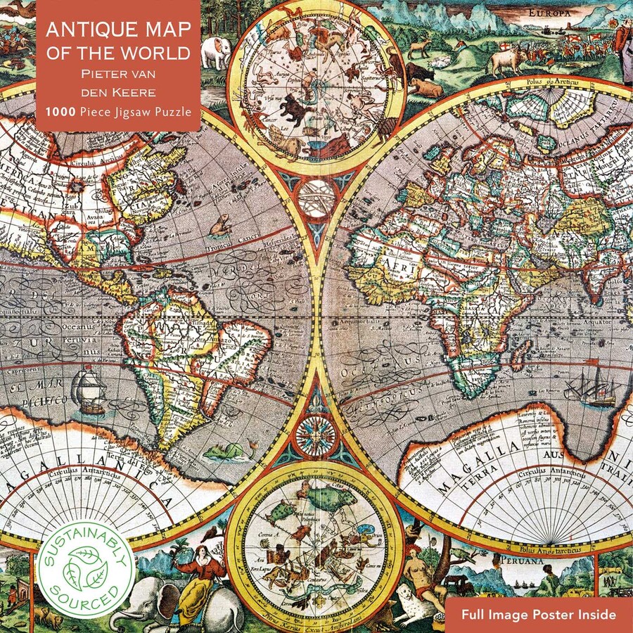 Adult Sustainable Jigsaw Puzzle Pieter van den Keere: Antique Map of ...
