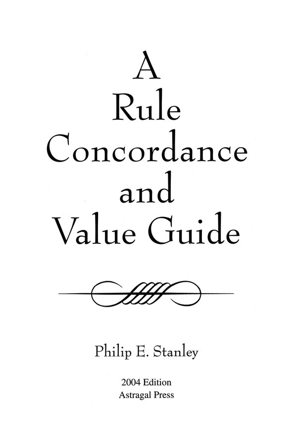 Rule Concordance and Value Guide | Book by Phil Stanley | Official Publisher Page | Simon & Schuster