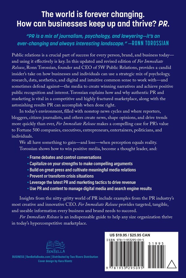 For Immediate Release | Book by Ronn Torossian, Karen Kelly | Official Publisher Page | Simon ...