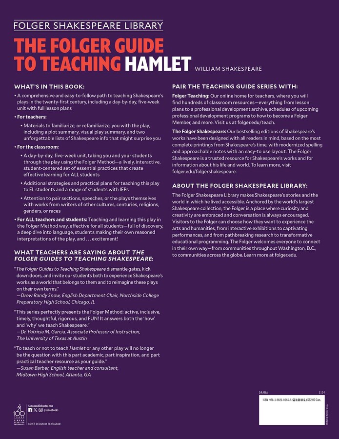 The Folger Guide to Teaching Hamlet | Book by Peggy O'Brien | Official ...