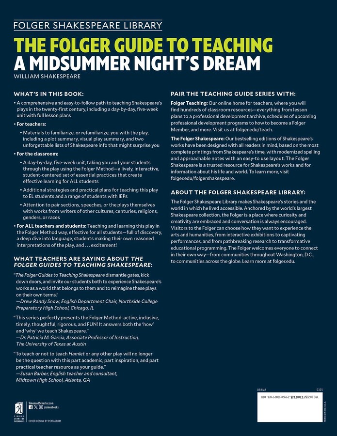 The Folger Guide to Teaching A Midsummer Night's Dream | Book by Peggy ...