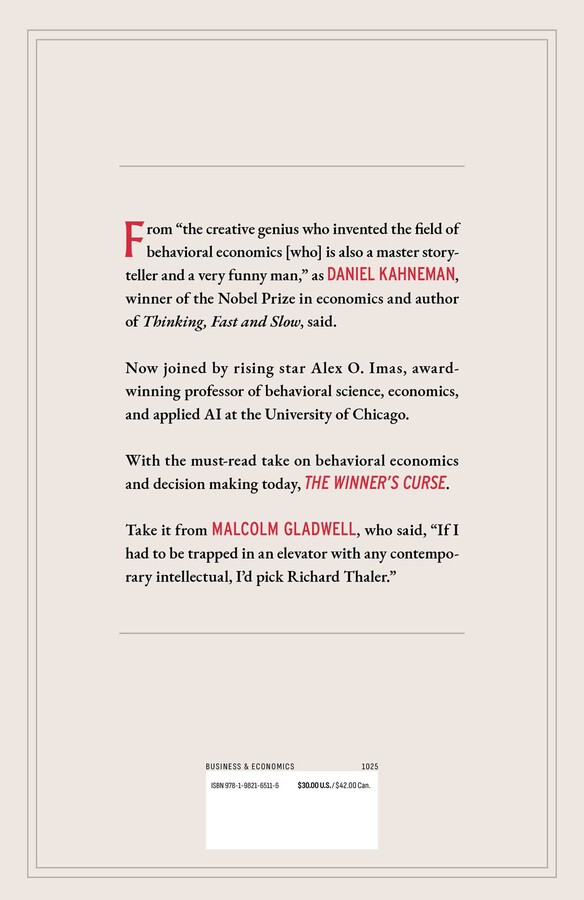 The Winner's Curse | Book by Richard H. Thaler, Alex Imas | Official Publisher Page | Simon ...