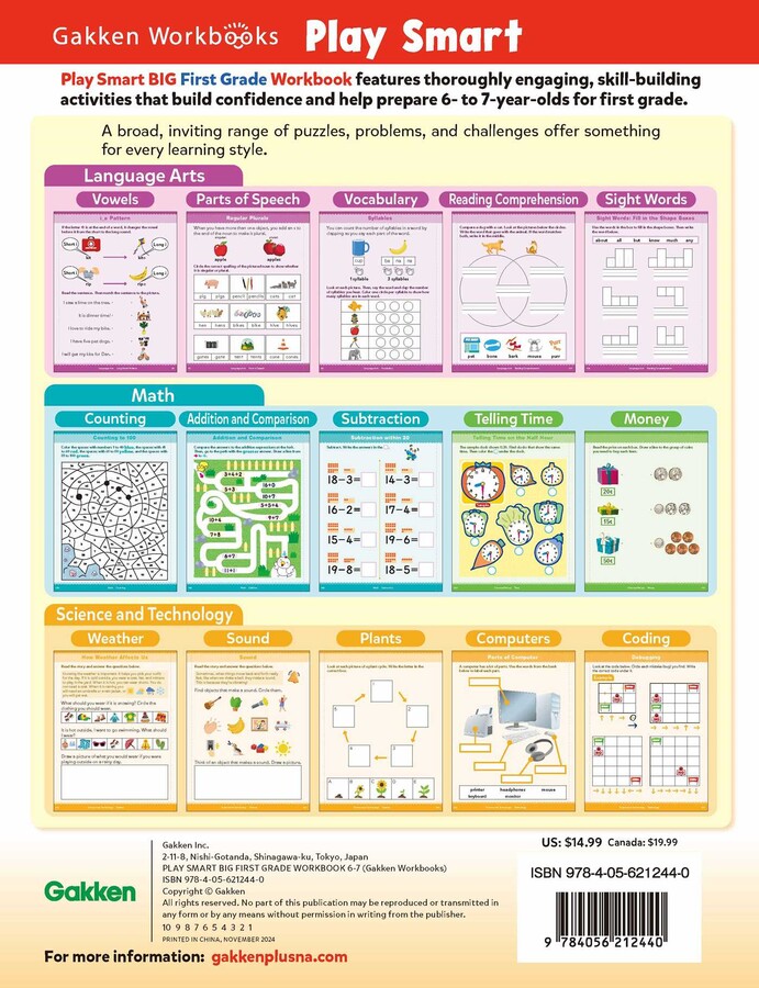 Play Smart BIG First Grade Workbook | Book by Gakken early childhood ...