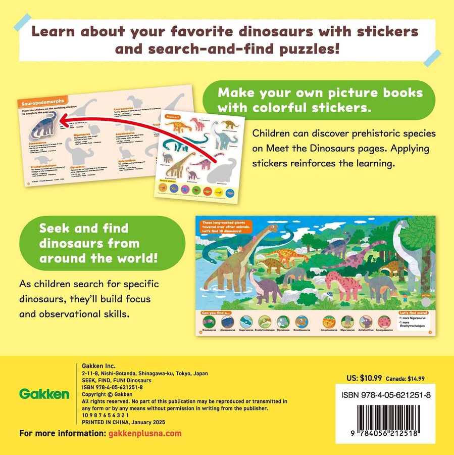 SEEK, FIND, FUN! Dinosaurs | Book by Gakken early childhood experts ...