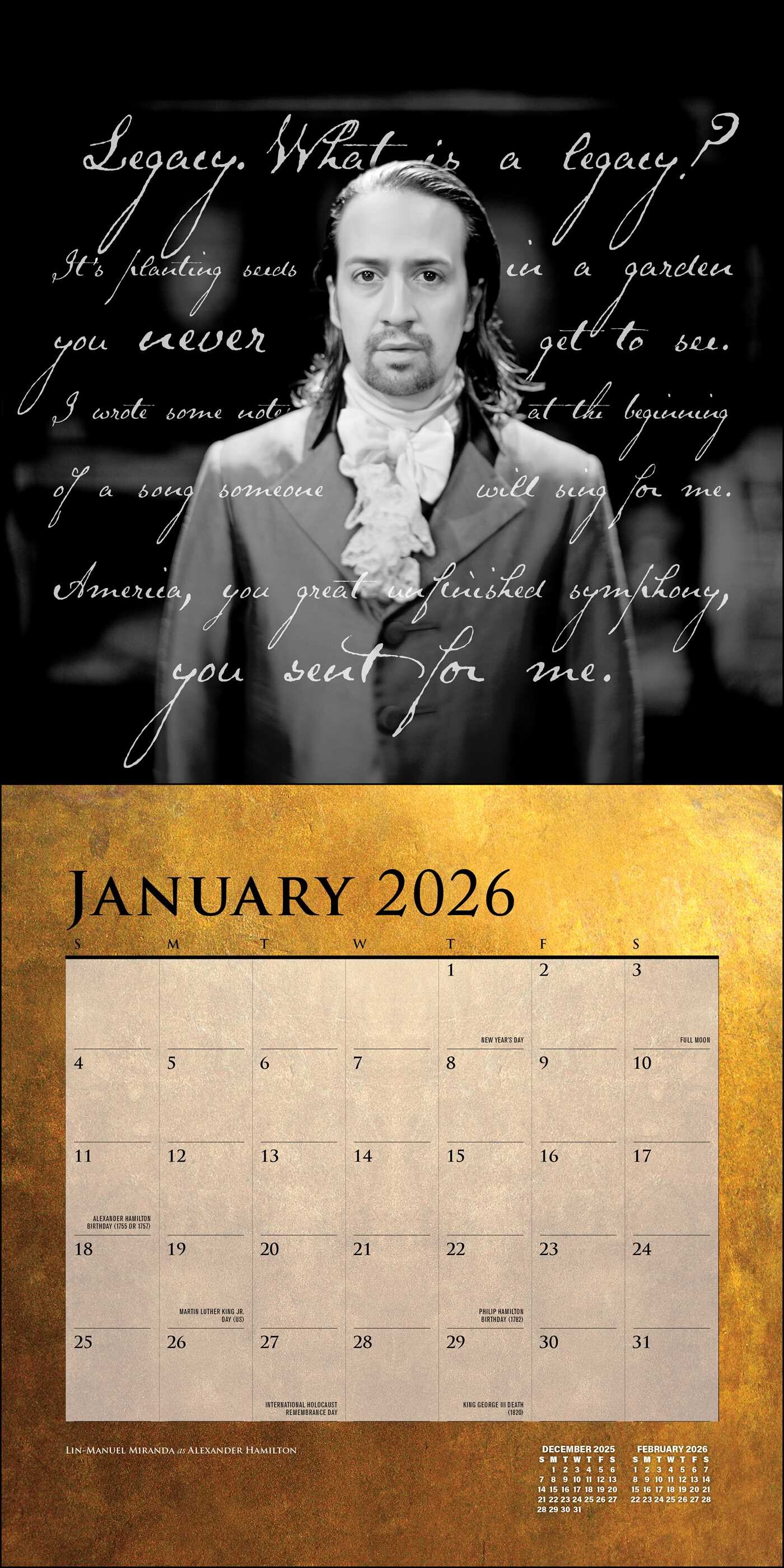 Hamilton 2026 Wall Calendar - Book Summary & Video | Official Publisher Page | Simon & Schuster