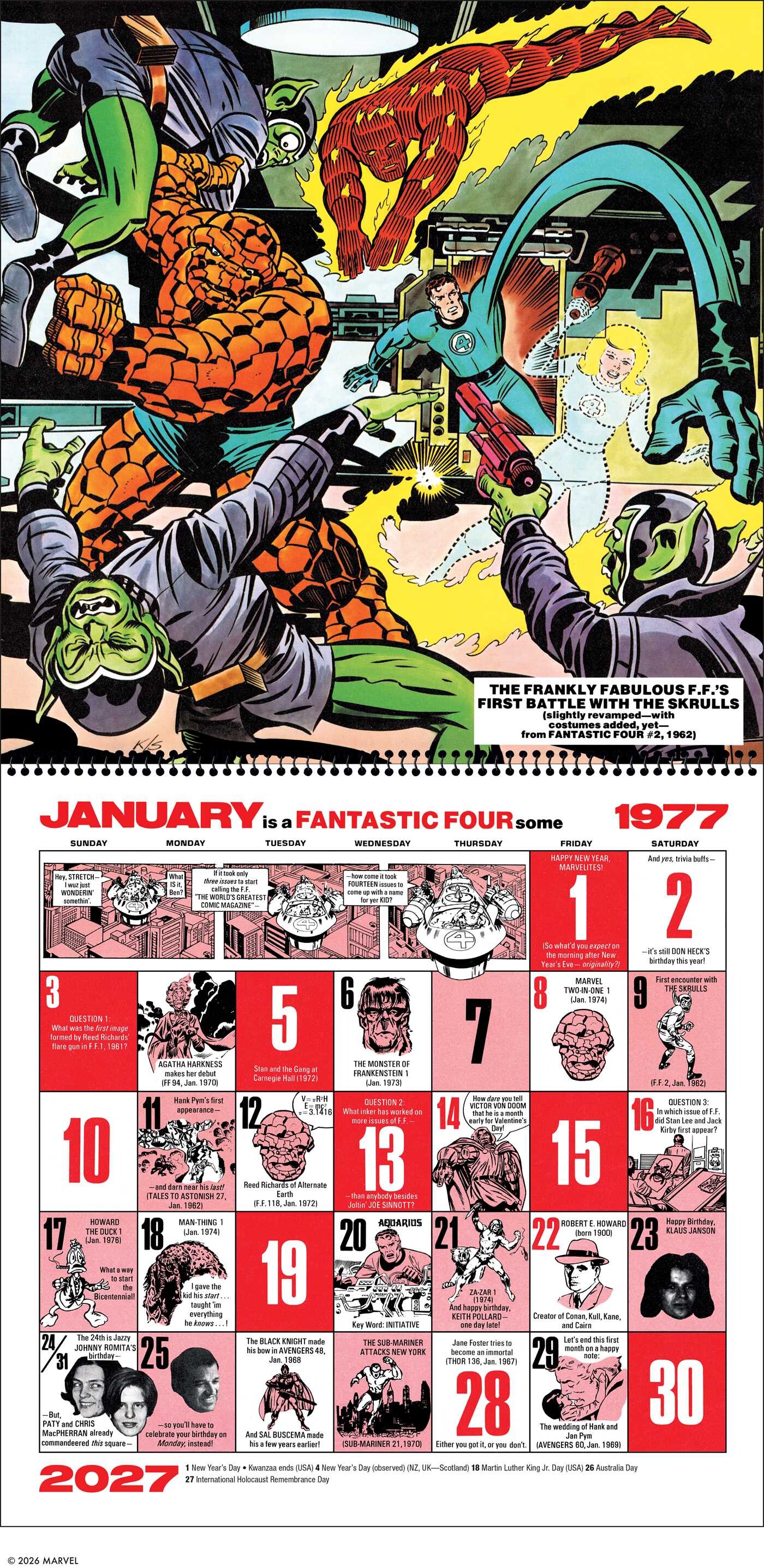 Marvel Comics Memory Album 2027 Wall Calendar: A Reissue of the 1977 ...