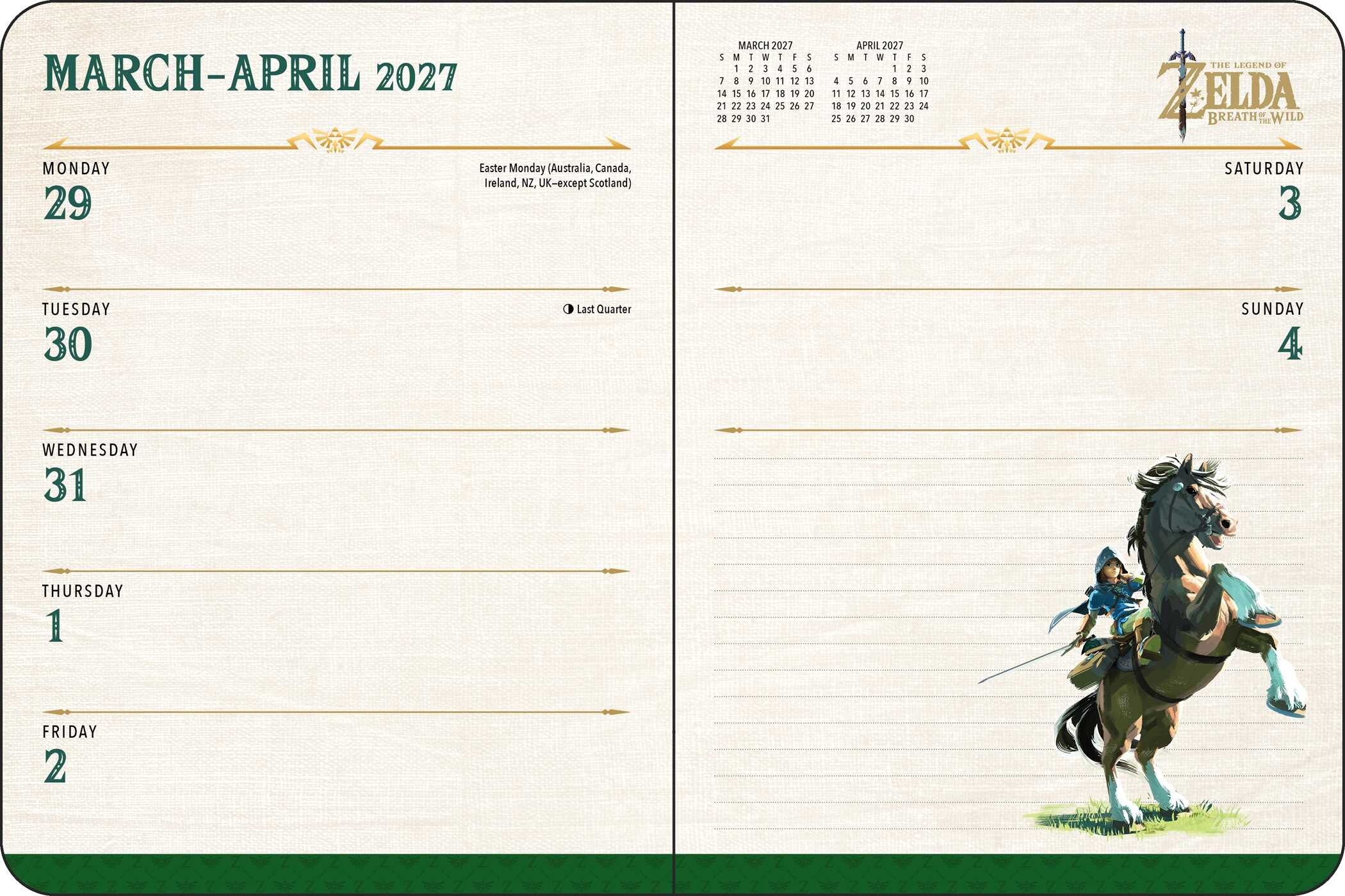 Legend of Zelda 16-Month 2026–2027 Weekly/Monthly Planner Calendar ...