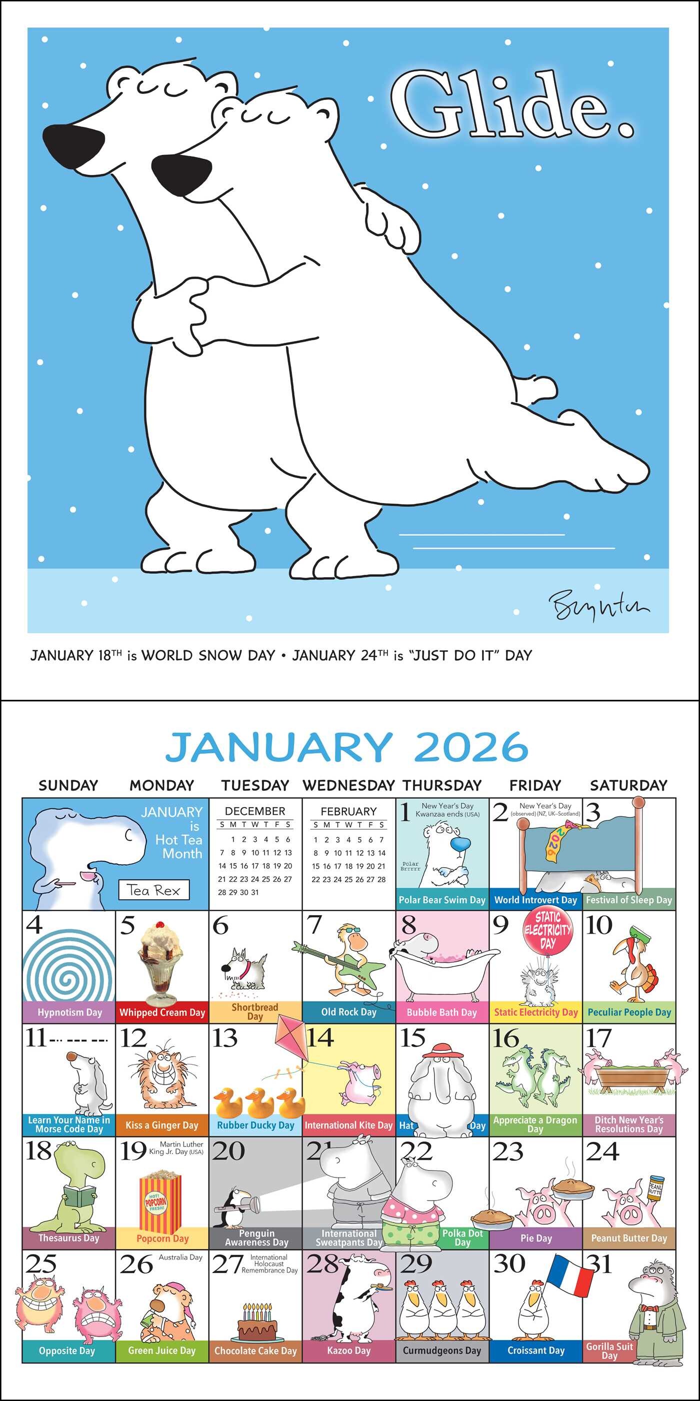 Sandra Boynton's Every Day's a Fabulous Holiday 2026 Wall Calendar ...