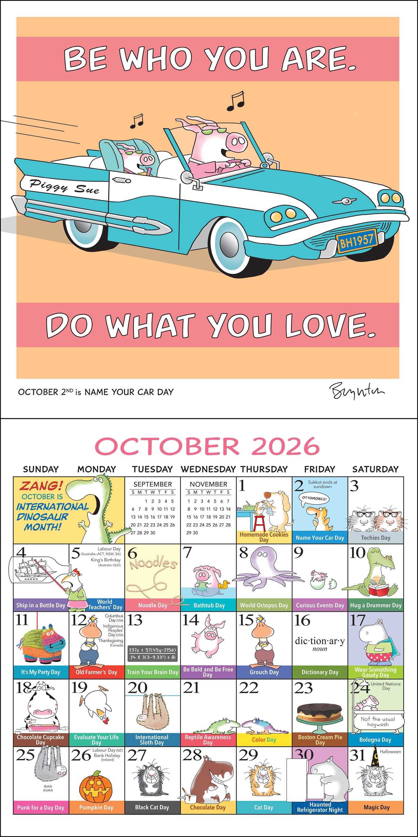 Sandra Boynton's Every Day's a Fabulous Holiday 2026 Wall Calendar ...