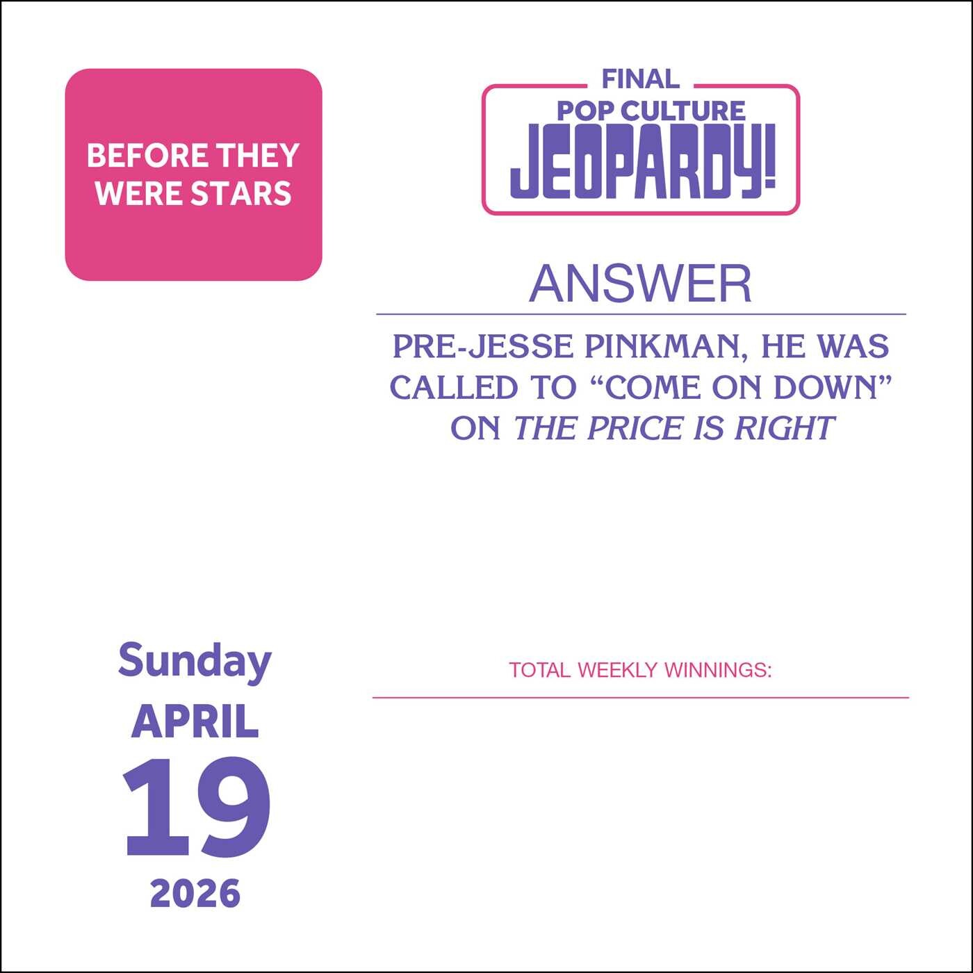 Pop Culture JEOPARDY! 2026 Day-to-Day Calendar - Book Summary & Video ...