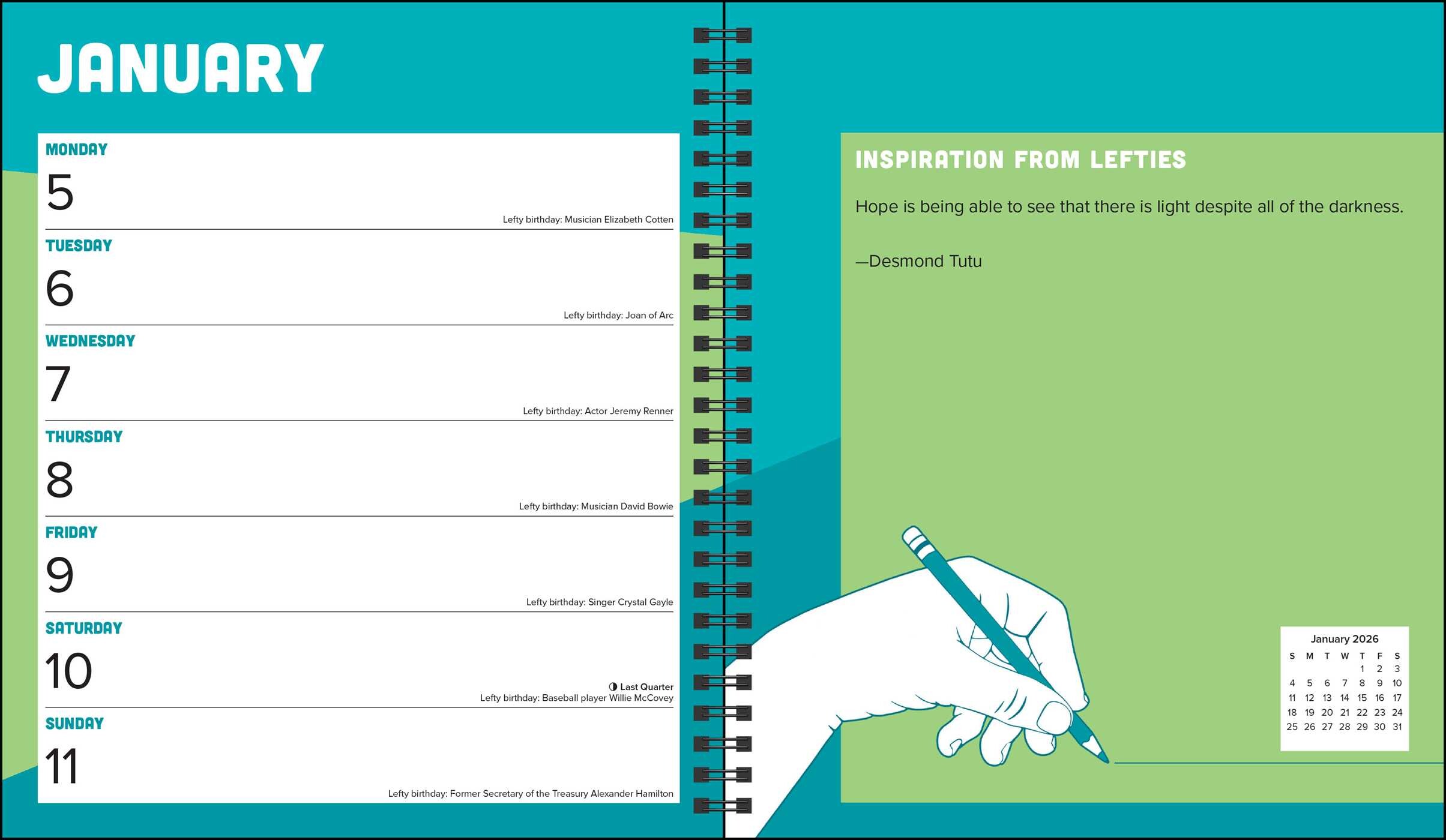 The Left-Hander's 12-Month 2026 Weekly Planner Calendar - Book Summary ...