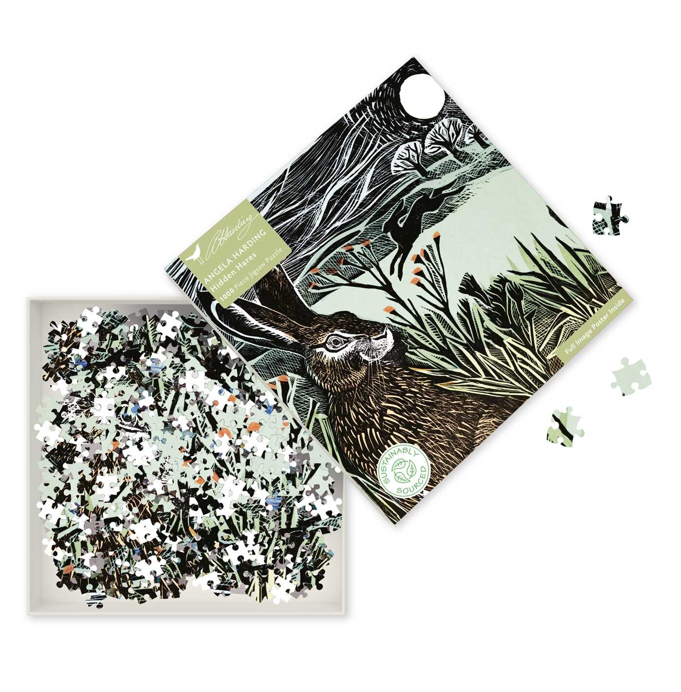 Adult Sustainable Jigsaw Puzzle Angela Harding: Hidden Hares - Book ...
