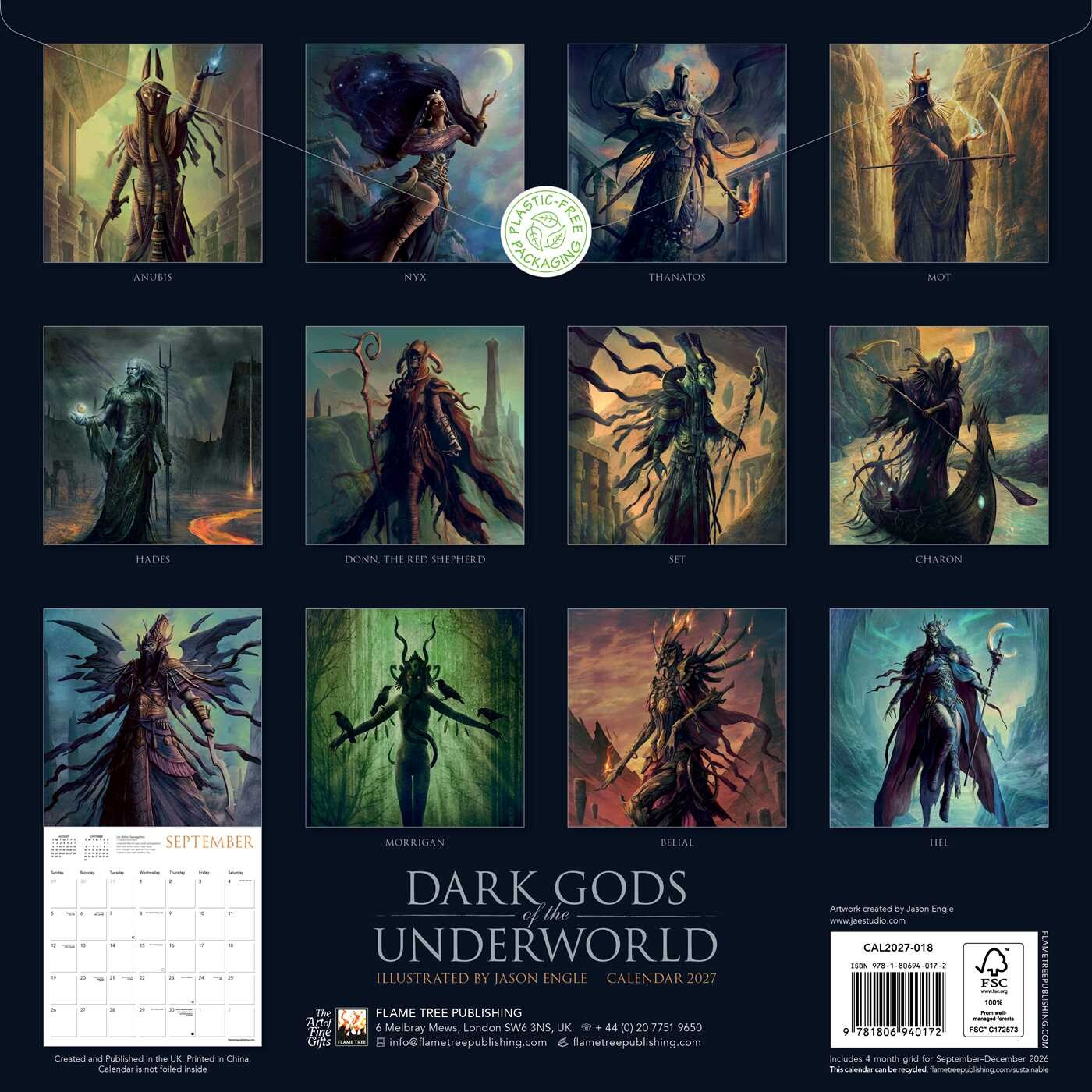 Dark Gods of the Underworld: Illustrated by Jason Engle Wall Calendar ...