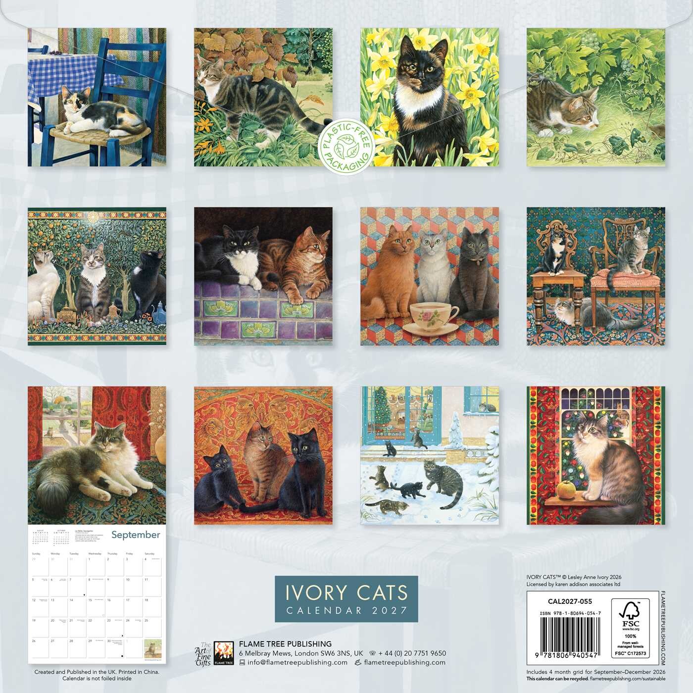 Ivory Cats by Lesley Anne Ivory Wall Calendar 2027 (Art Calendar ...