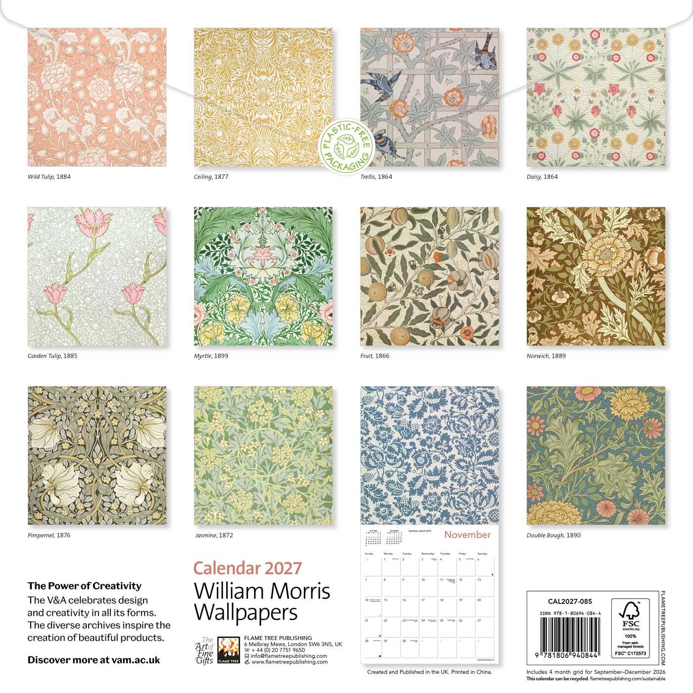 V&A: William Morris Wallpapers Wall Calendar 2027 (Art Calendar) - Book ...