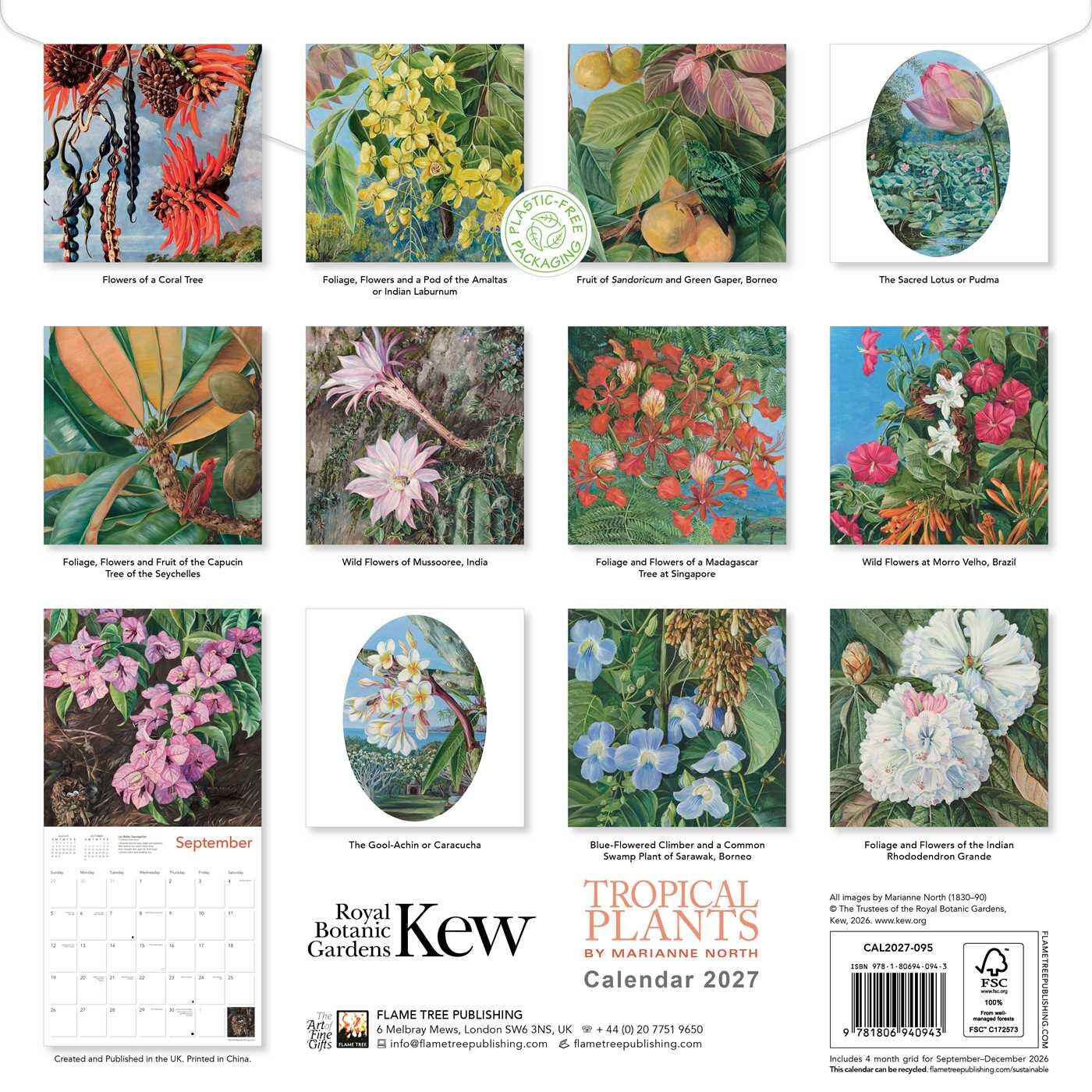 Kew Gardens: Tropical Plants by Marianne North Wall Calendar 2027 (Art ...