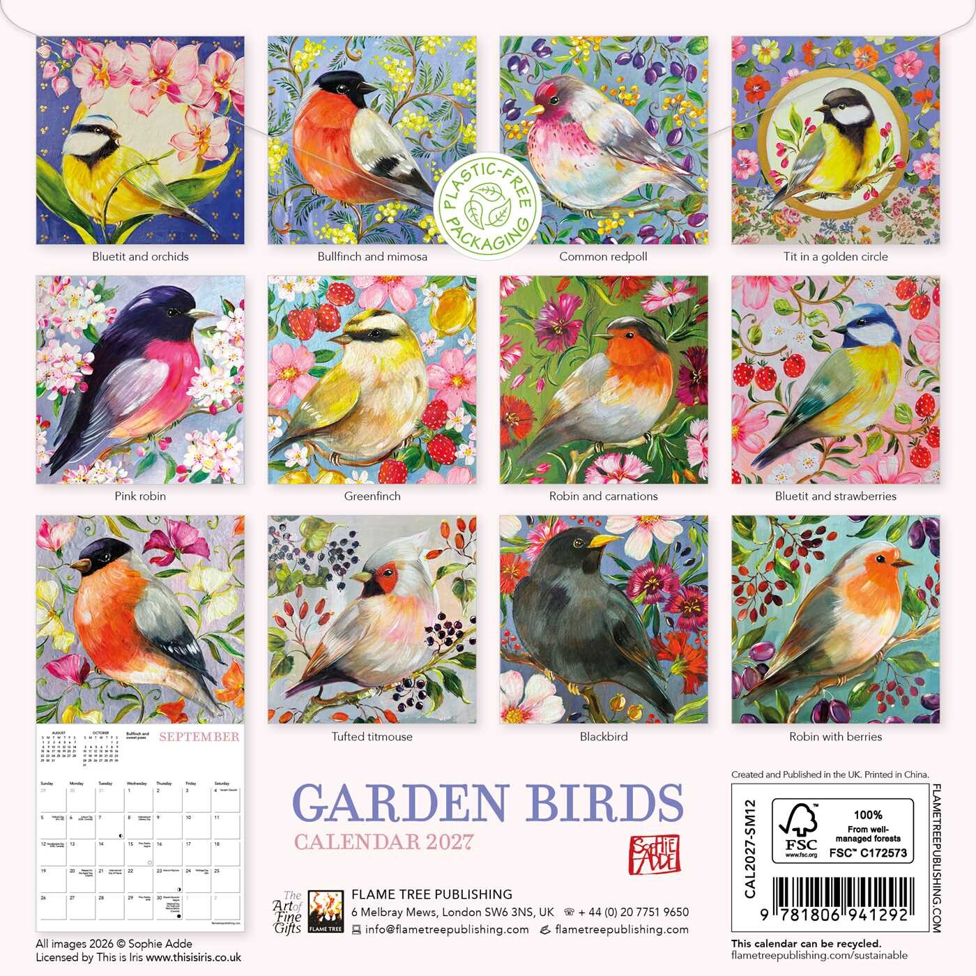 Sophie Adde: Garden Birds Mini Wall Calendar 2027 (Art Calendar) - Book ...
