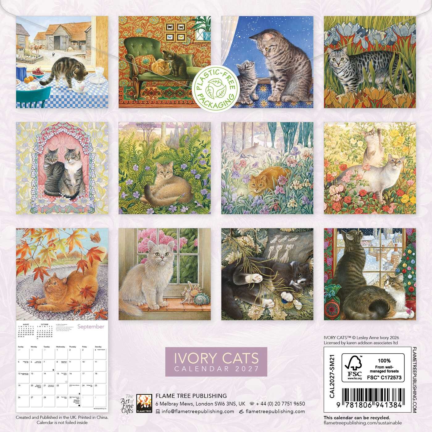 Ivory Cats by Lesley Anne Ivory Mini Wall Calendar 2027 (Art Calendar ...
