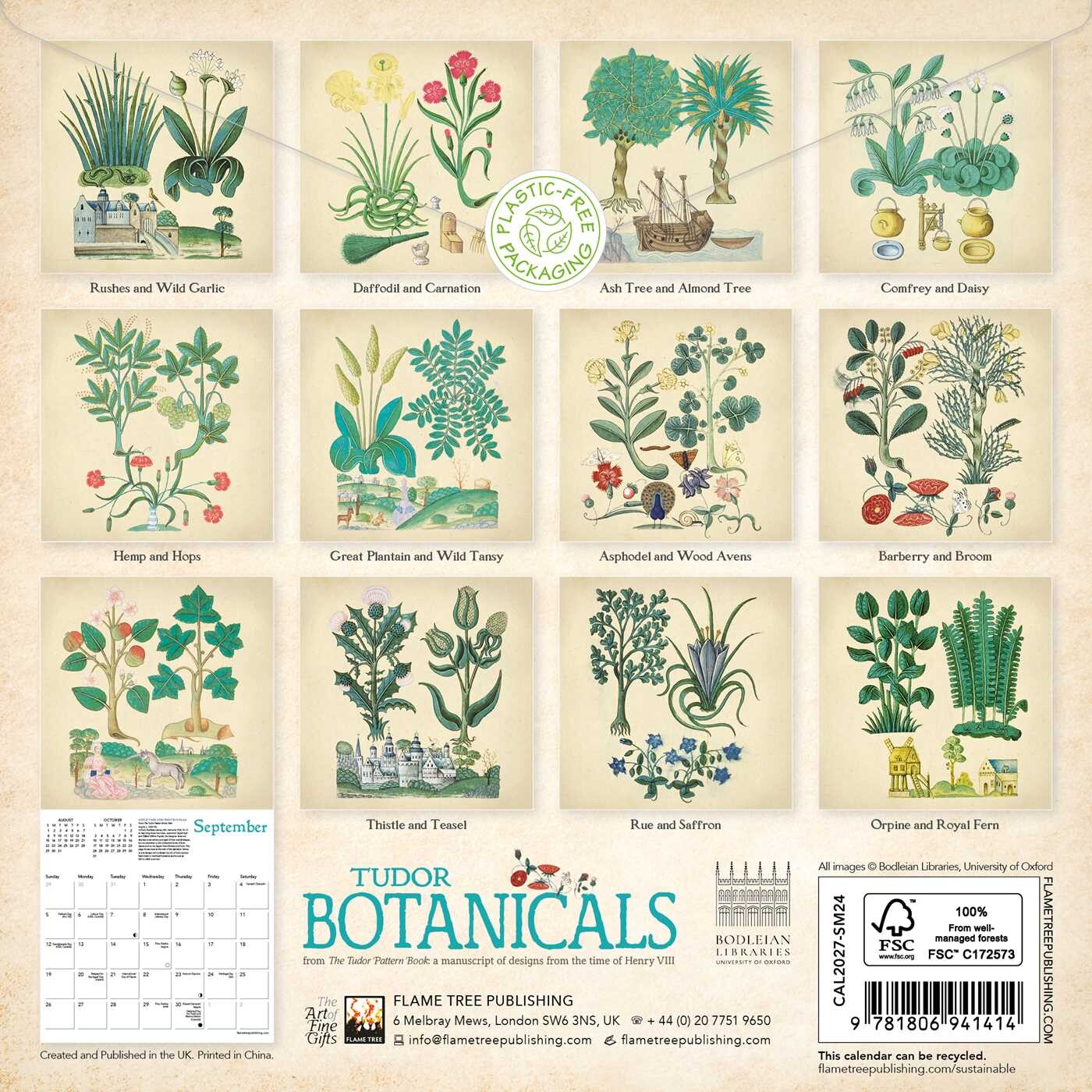 Bodleian Libraries: Tudor Botanicals Mini Wall Calendar 2027 (Art ...