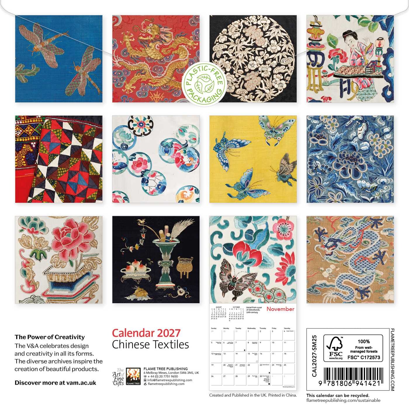 V&A: Chinese Textiles Mini Wall Calendar 2027 (Art Calendar) - Book ...