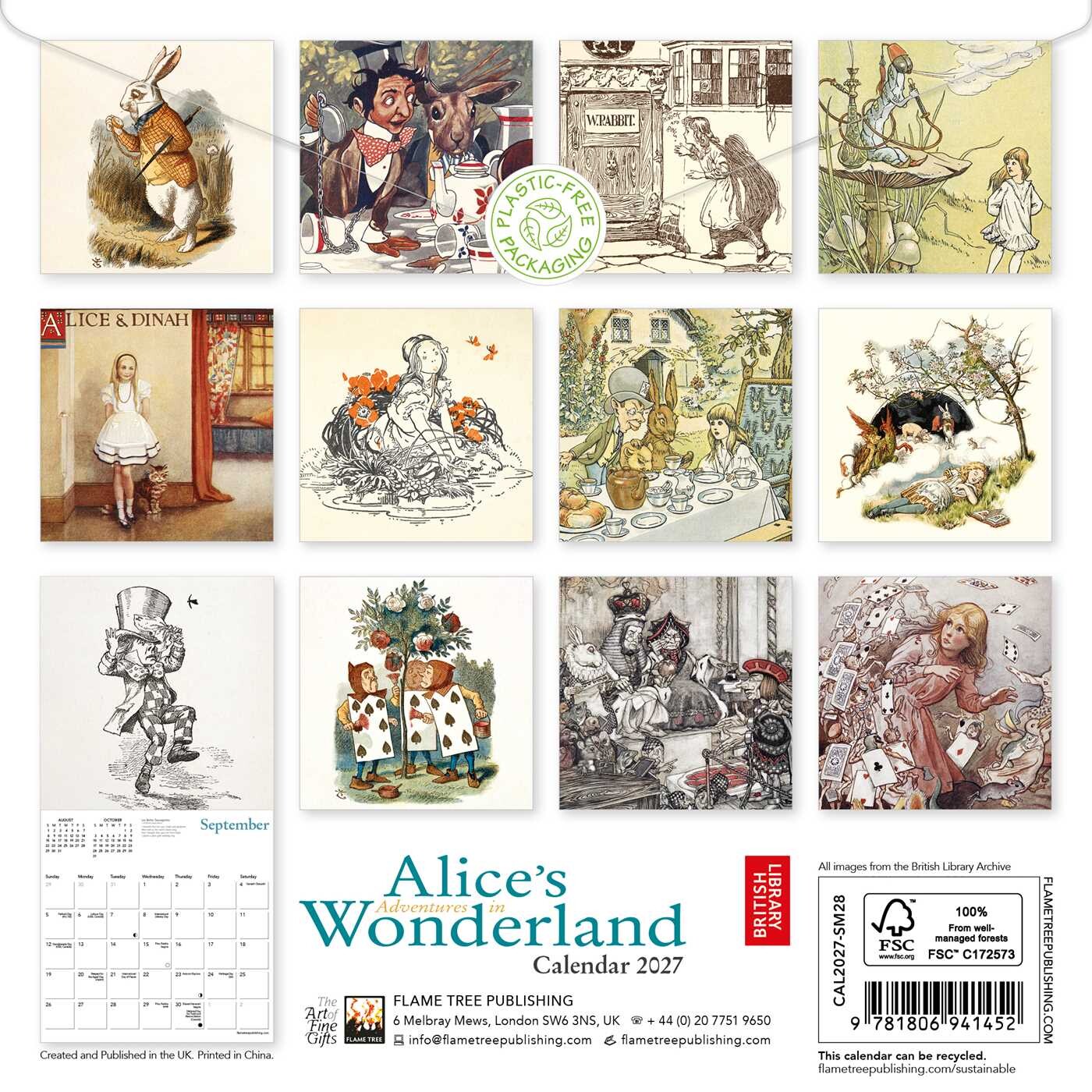 British Library: Alice's Adventures in Wonderland Mini Wall Calendar ...