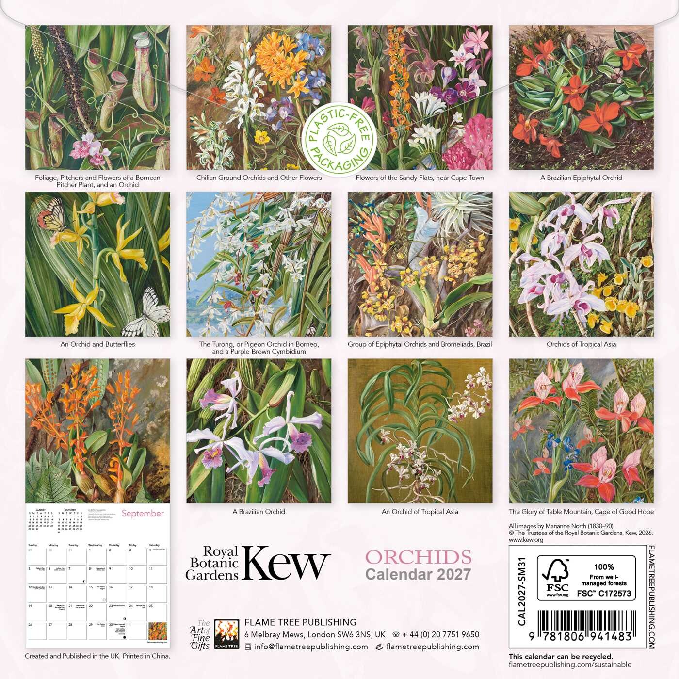Kew Gardens: Orchids by Marianne North Mini Wall Calendar 2027 (Art ...