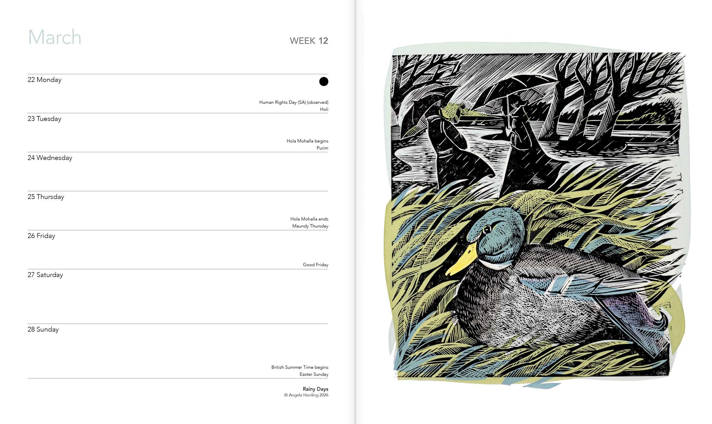 Angela Harding 2027 Desk Diary Planner - Week to View, Illustrated ...