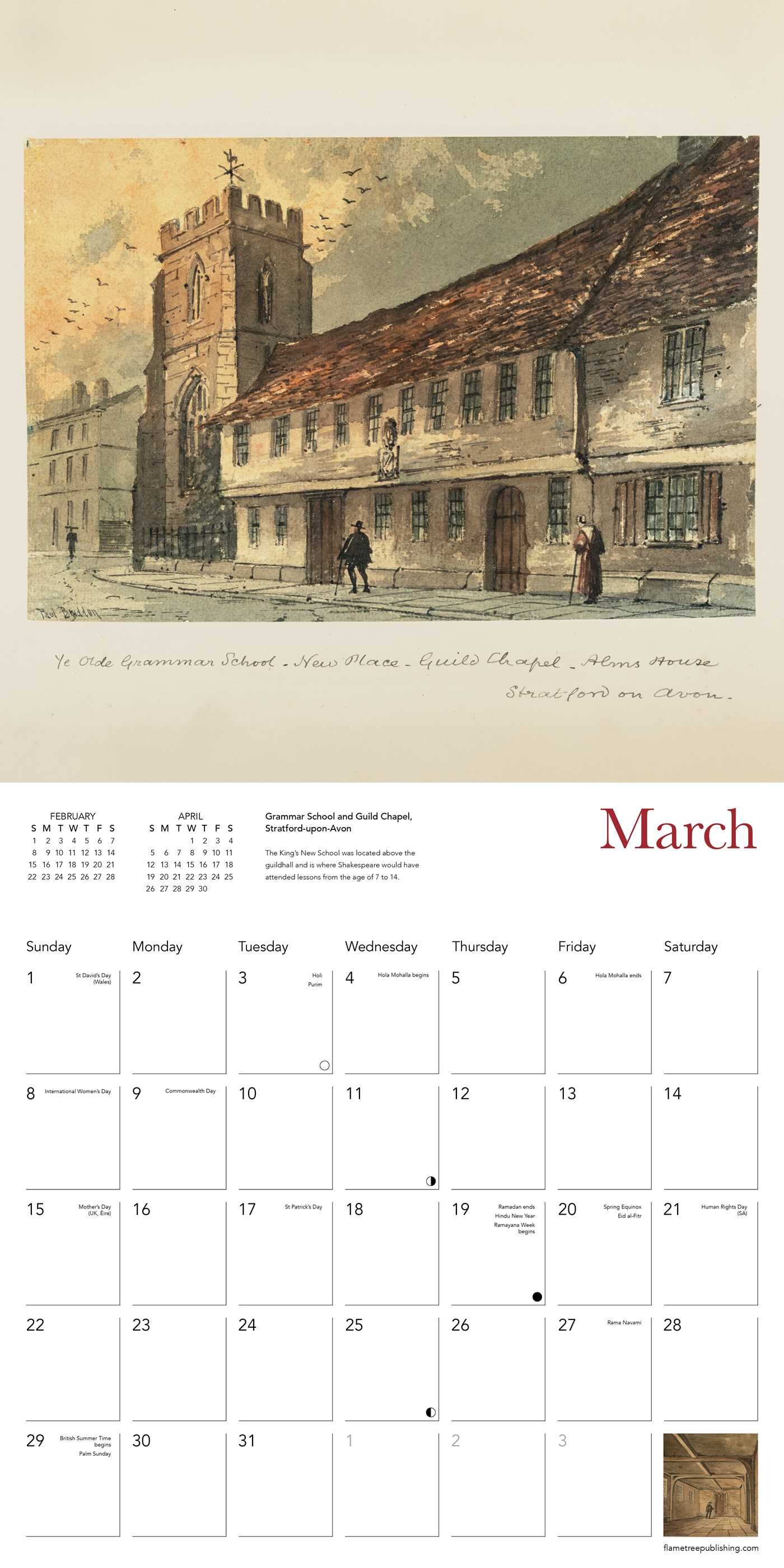 Shakespeare Birthplace Trust: Shakespeare Homes and Haunts Wall Calendar 2026 (Art Calendar ...